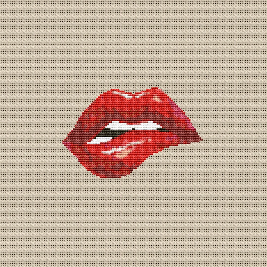 Lips Cross Stitch Pattern Sexy Lips Cool Cross Stitch Modern Watercolor ...