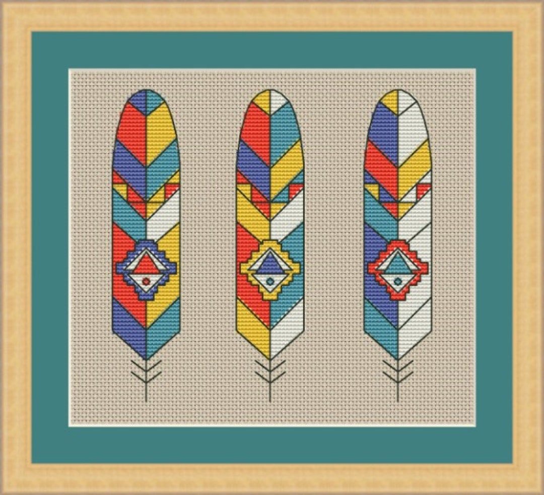 Feather Cross Stitch Pattern Ethnic Feathers Cross Stitch Digital File ...