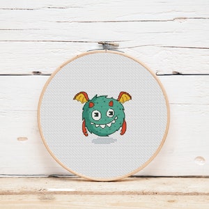 Green Monster Cross Stitch Pattern, Funny Creature (PDF Pattern) - Etsy
