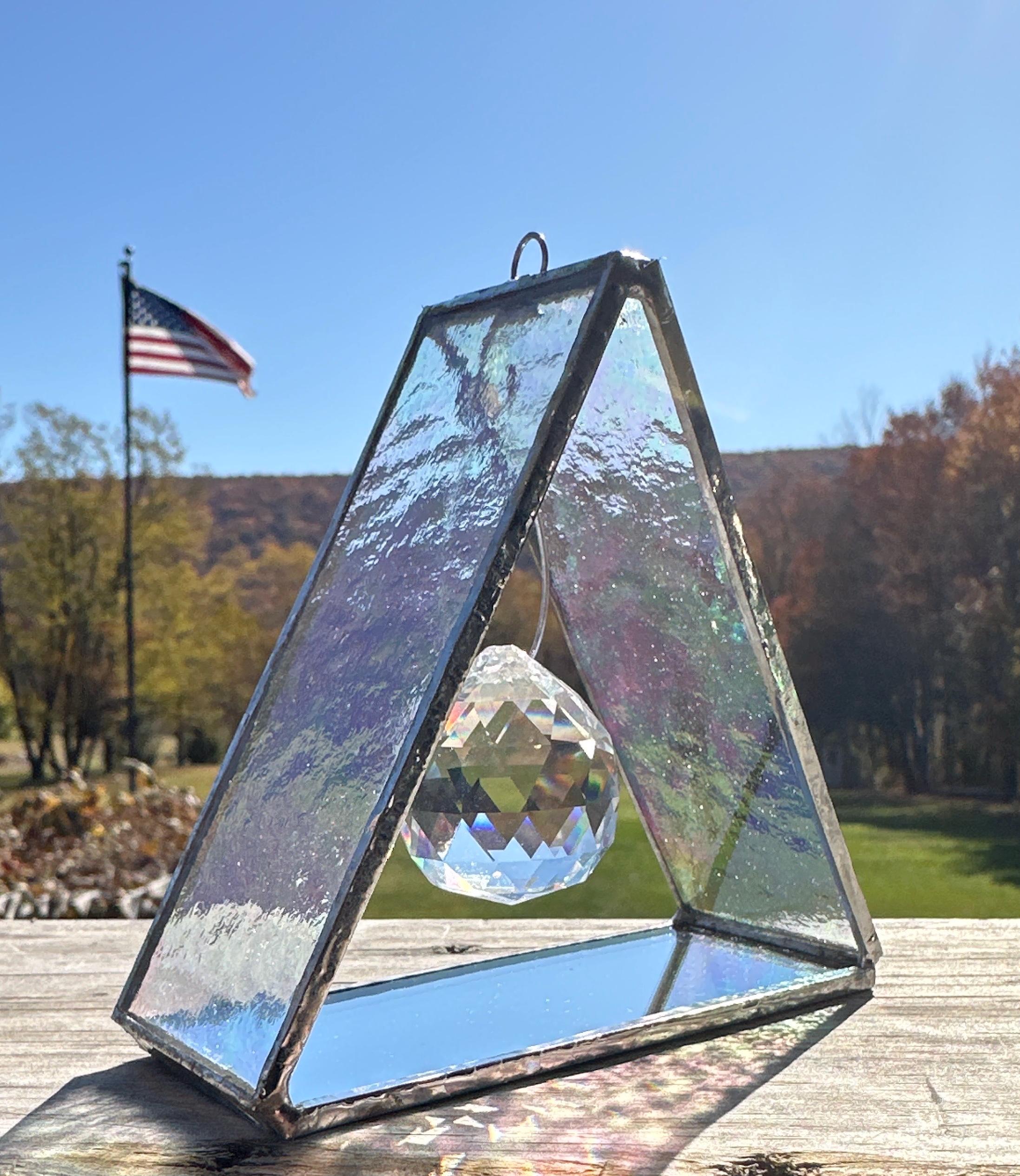 Hand-made Stained Glass Prism Rainbow Maker With Mirrored Bottom ...