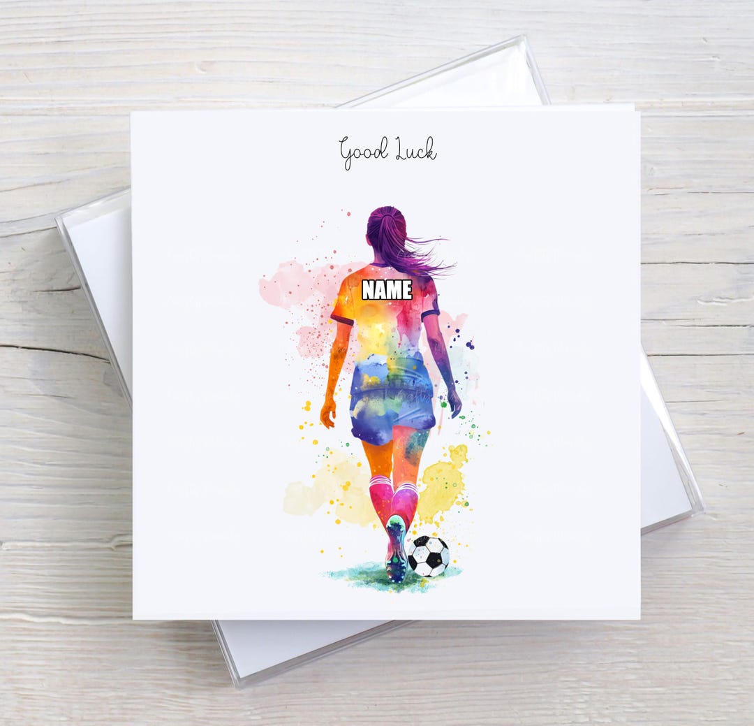 Personalised Good Luck Card Girl Football Player, Daughter ...
