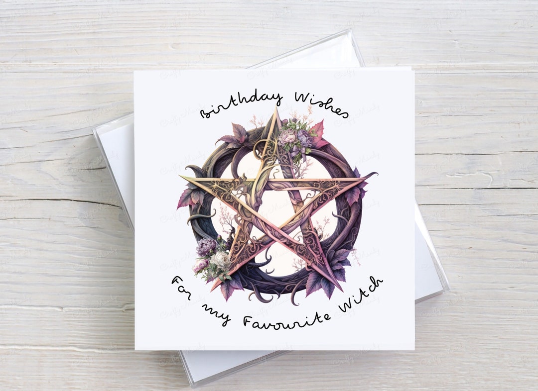Birthday Card for Witch, Personalised Pentagram Card, Wiccan Birthday, Pentagram Card - Etsy