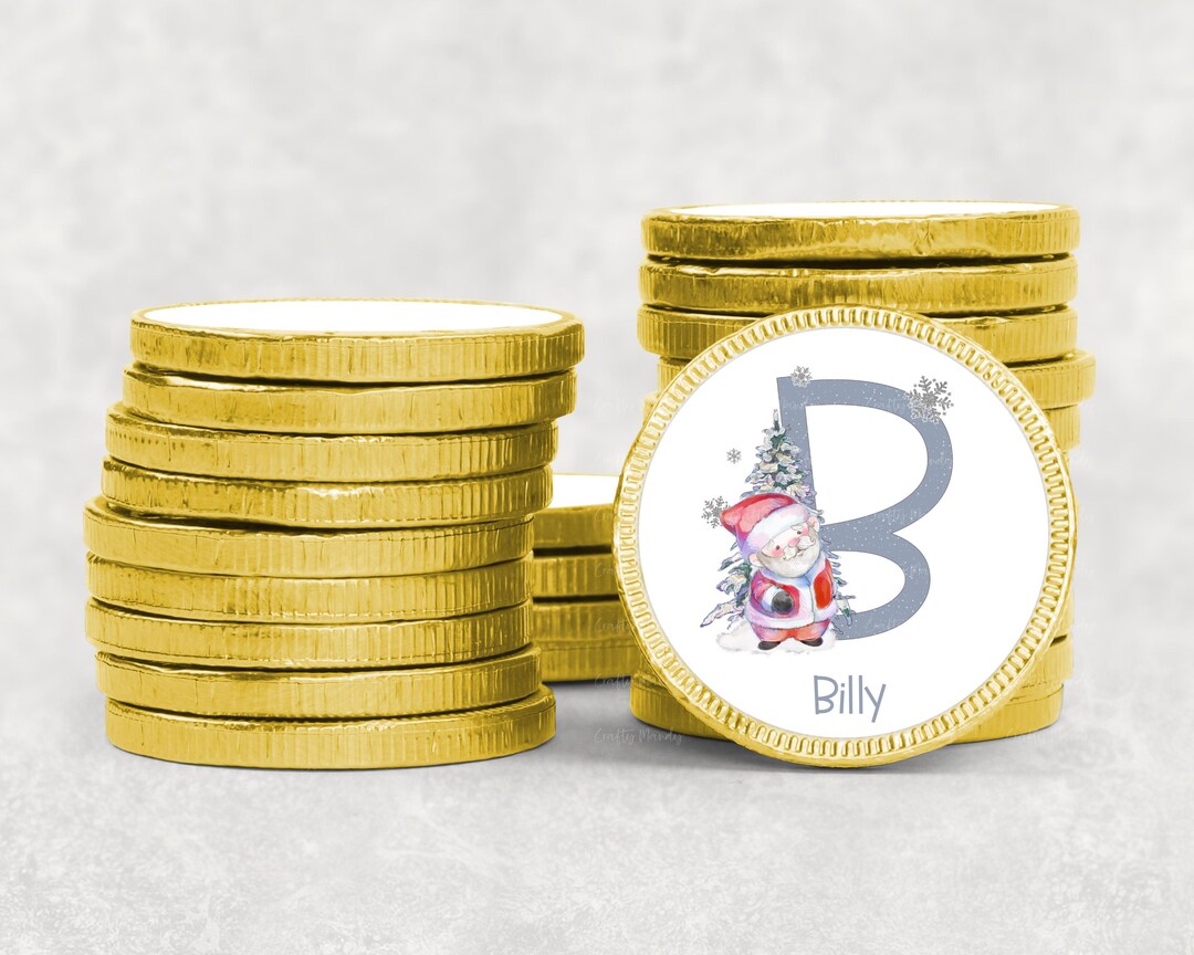 20 Personalised Santa Stickers for Gifts and Chocolate Coins, Santa ...