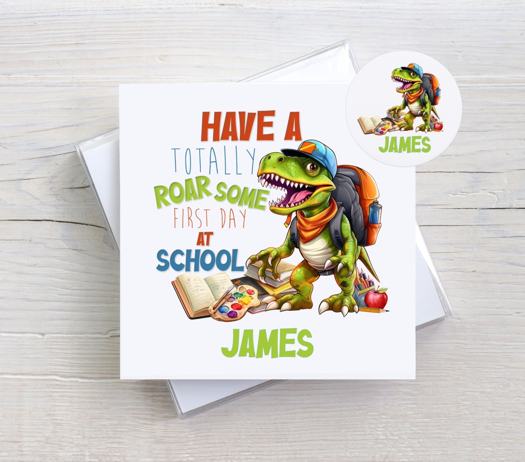 Personalised Card, First Day at School Card, Dinosaur Card for Boys and ...