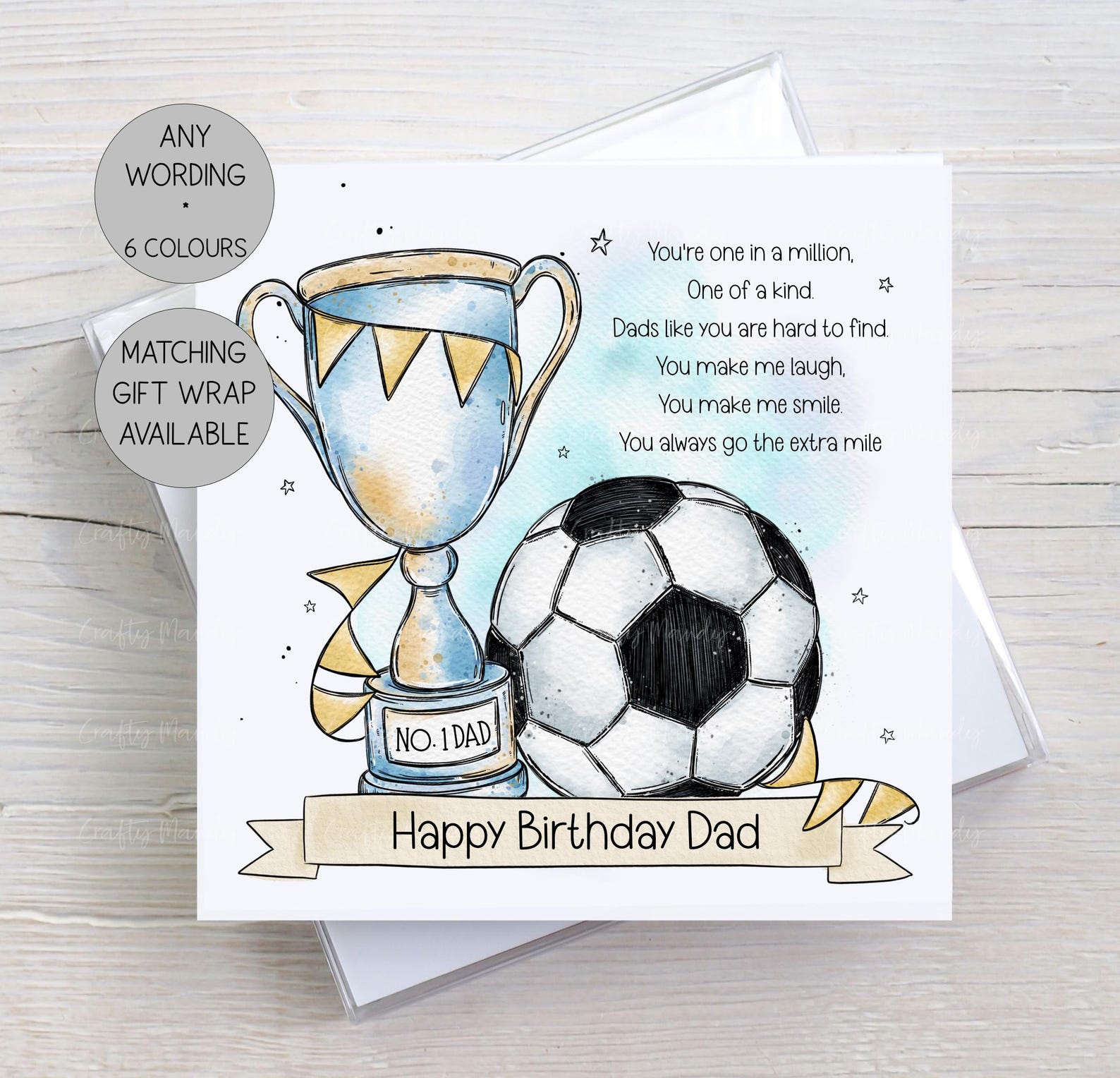 Personalised Birthday Card Male Football Trophy Player, Dad Football ...