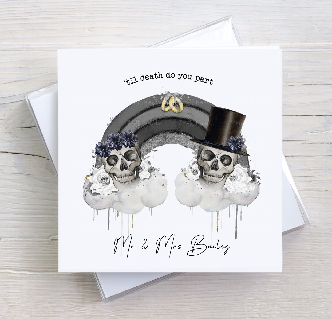 Gothic Wedding Card, Personalised Gothic Card, Skull Wedding Card ...