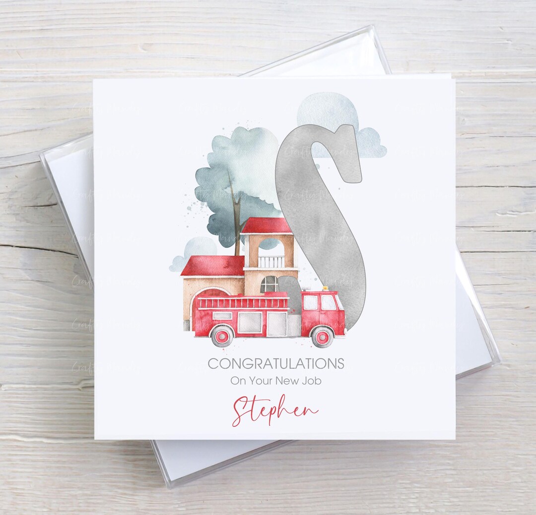 Personalised Fire Engine Card for Girls and Boys, Emergency Vehicles ...