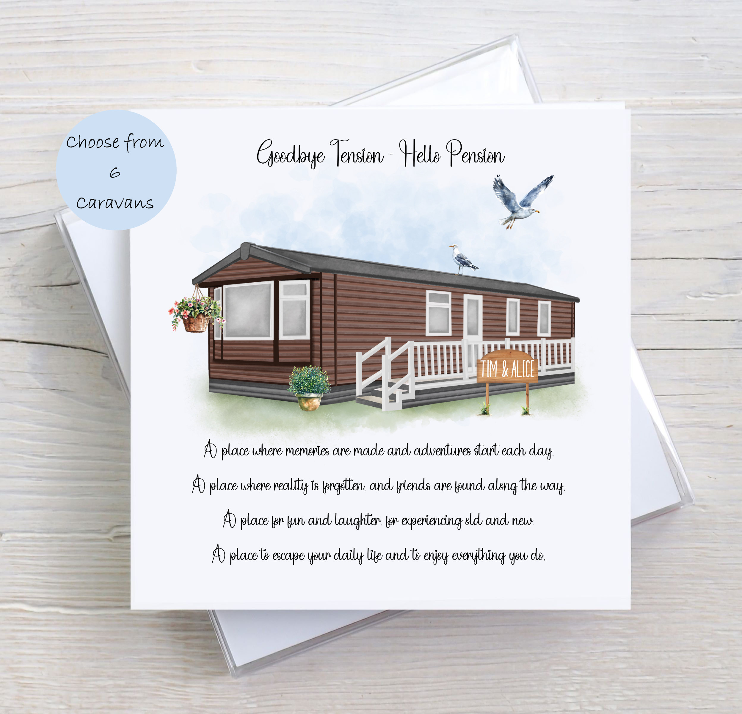 Personalised Static Caravan Card, Happy Retirement, New Adventures ...