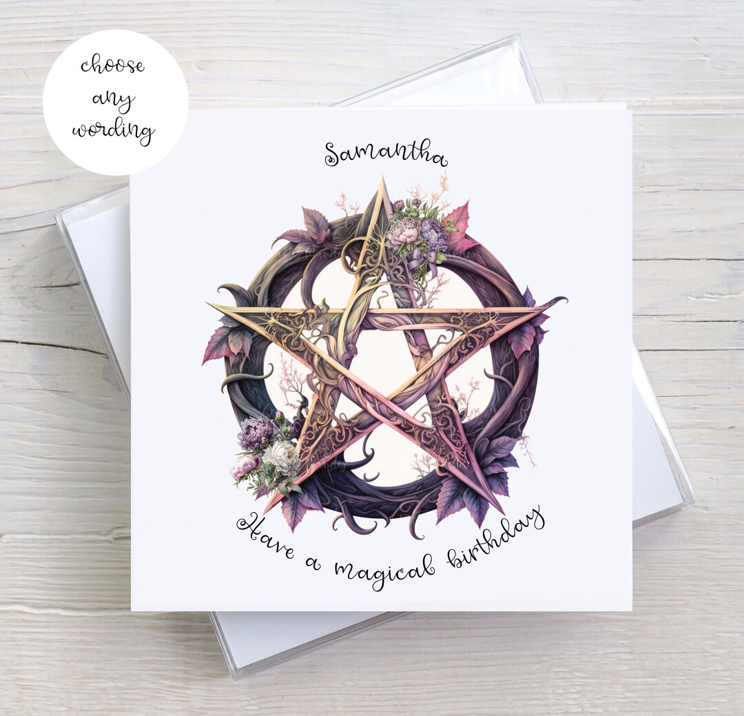 Birthday Card for Witch, Personalised Pentagram Card, Witch Birthday ...