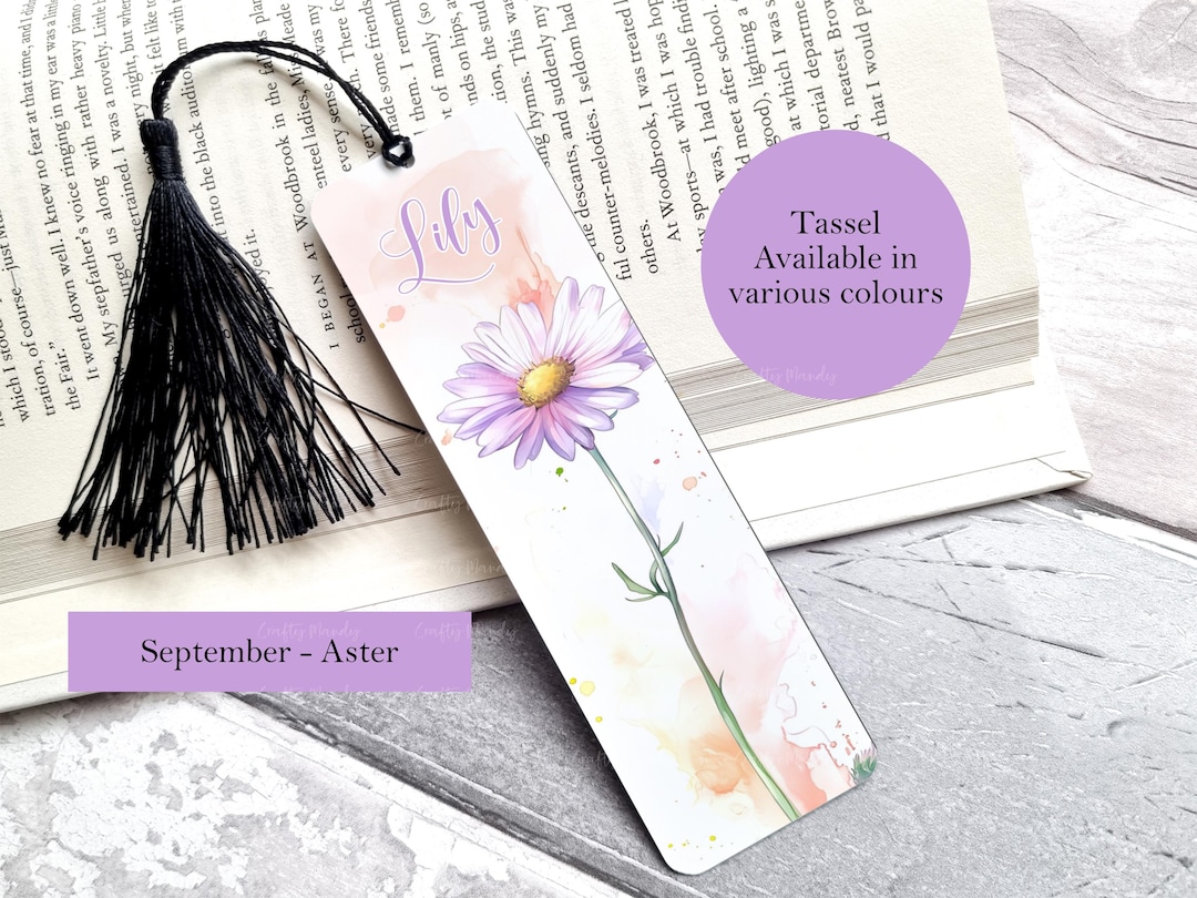 Birth Month Flower Bookmark, Aster, September Birthday, Personalised ...