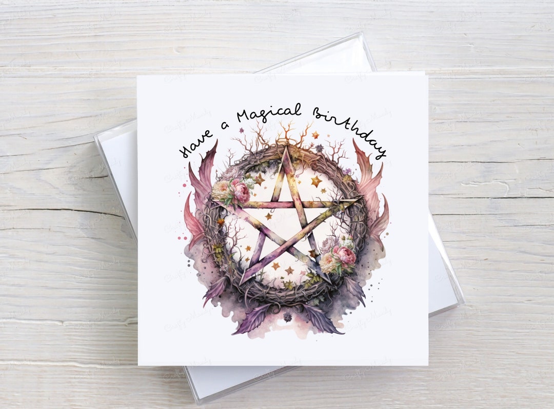 Birthday Card for Witch, Personalised Pentagram Card, Witch Birthday, Wiccan, Pentangle Card - Etsy
