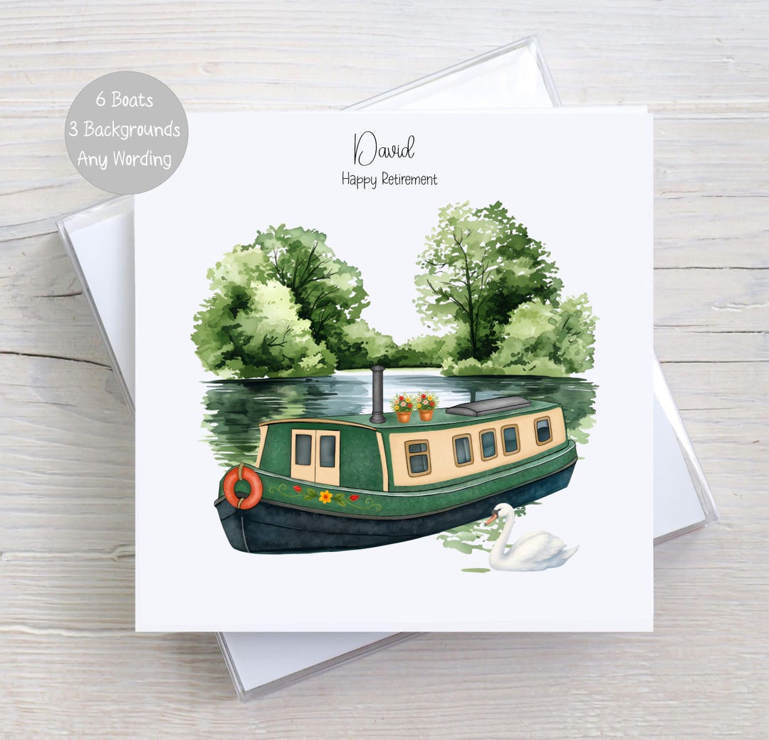Personalised Narrow Boat Card, Happy Retirement, New Home, New ...