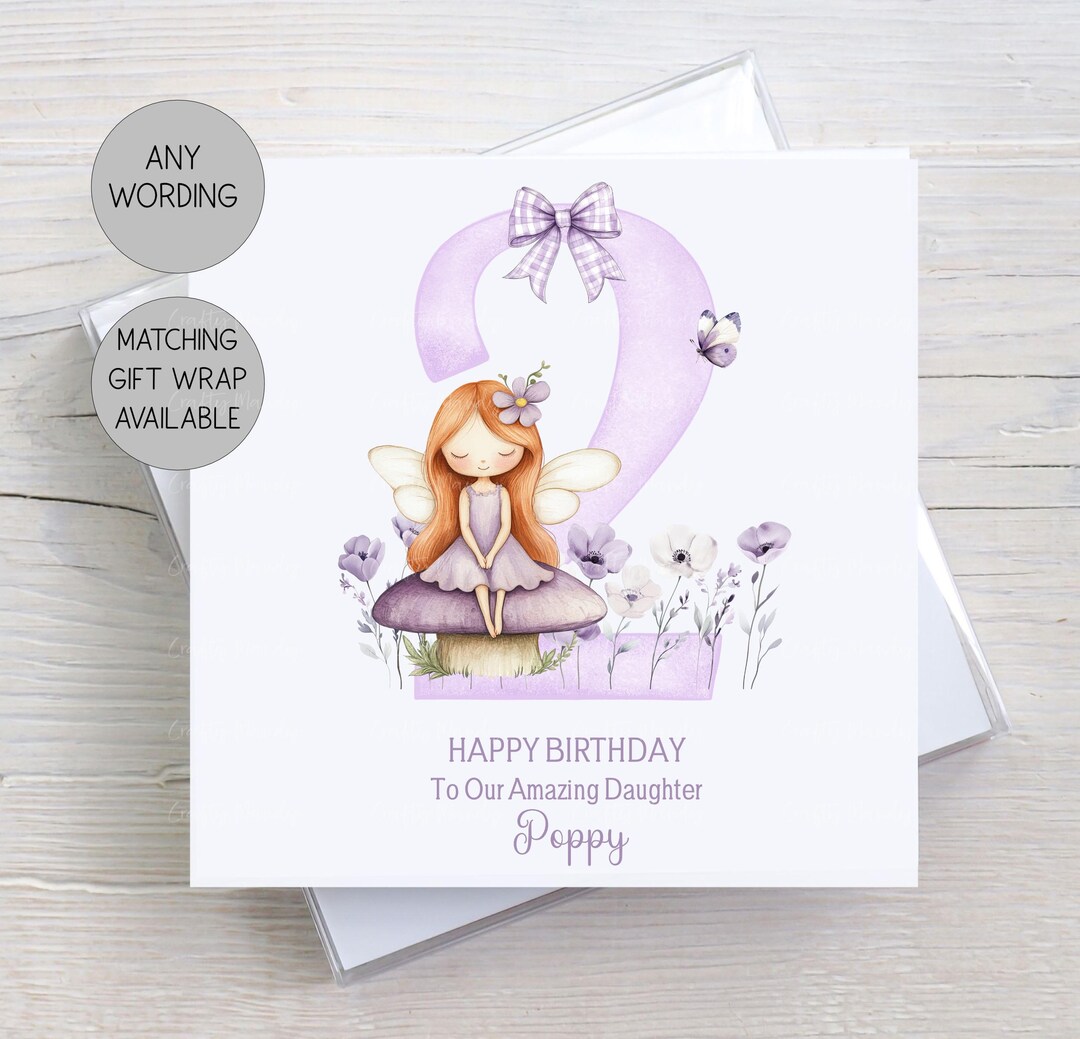 Fairy Birthday Card for Girls, Lilac Fairy Card for Granddaughter ...