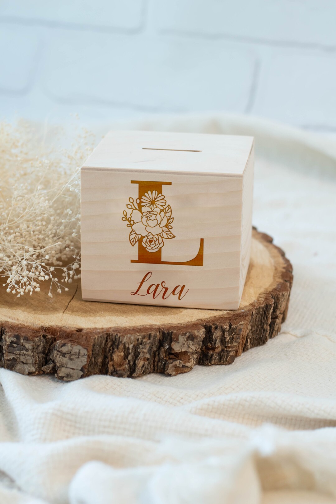 Personalized Money Box, Wooden Money Box, Money Box With Letter and ...