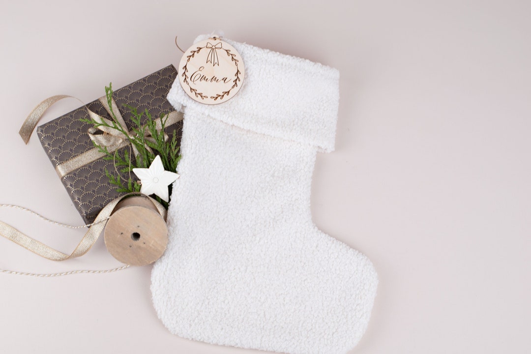 Santa Claus Boot With Wooden Pendant, Santa Stocking Teddy, Boucle ...
