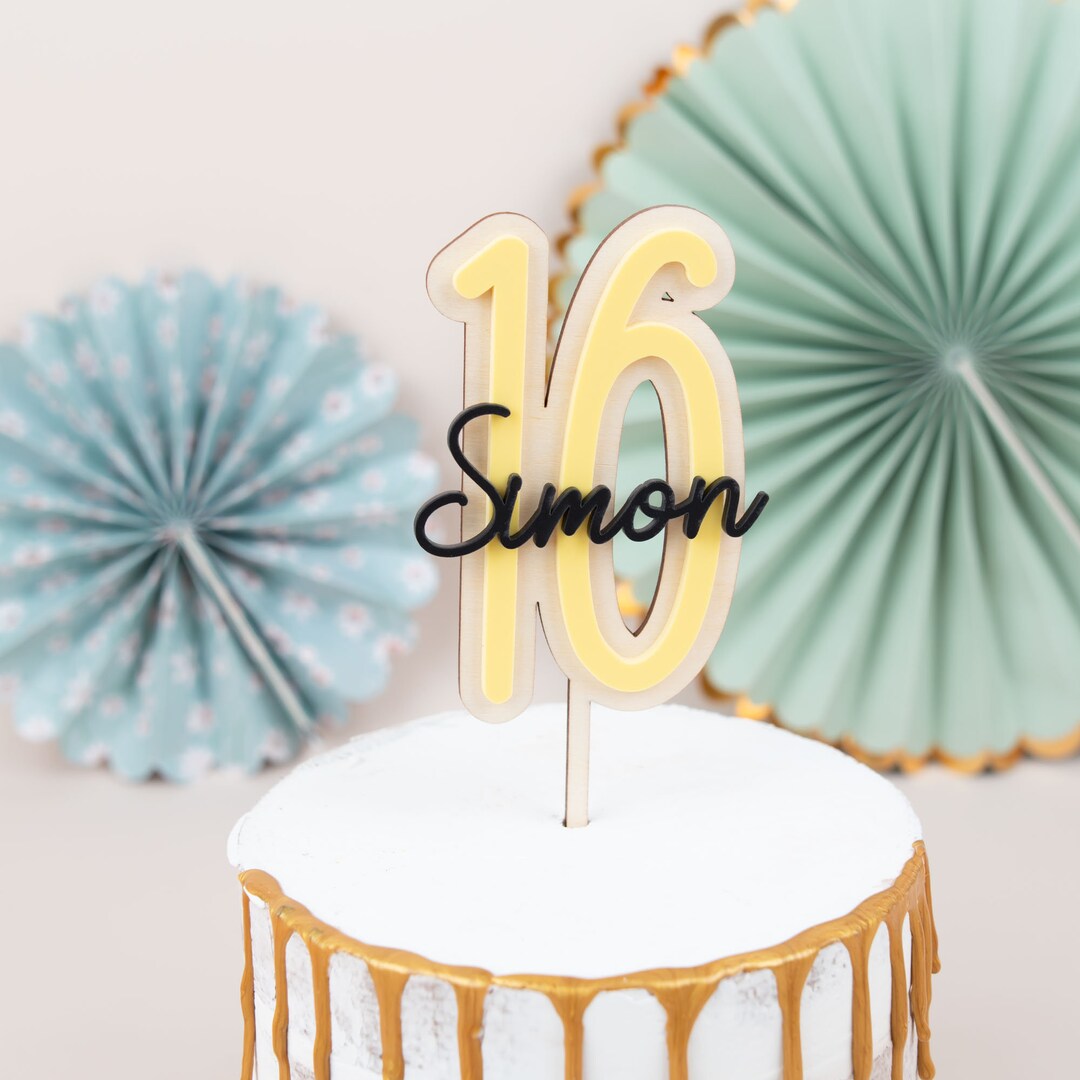 Cake Topper With Name, Colorful Cake Topper, Pastel Acrylic, Cake ...