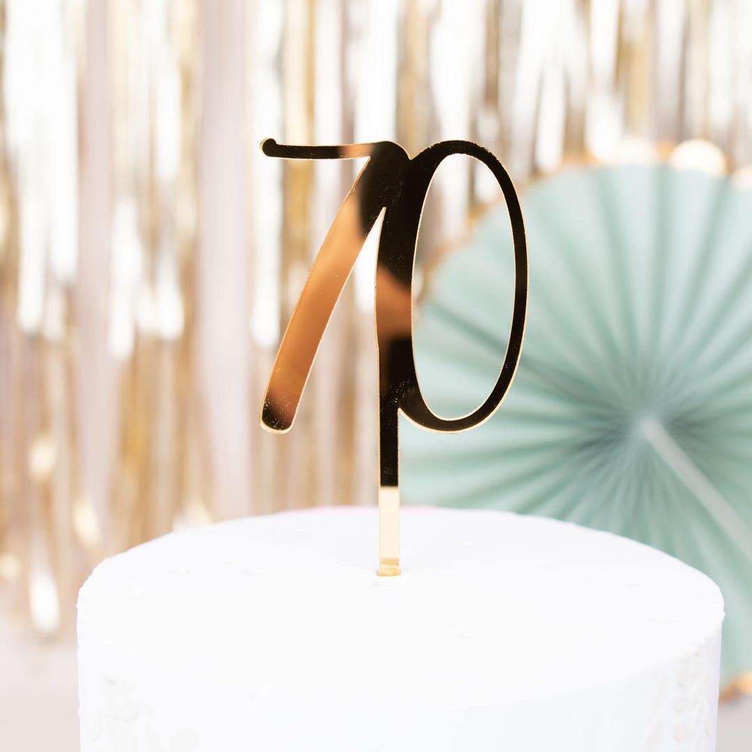 Cake Topper 70th Birthday, Topper 70 Acrylic Gold Mirror, Cake Pick ...