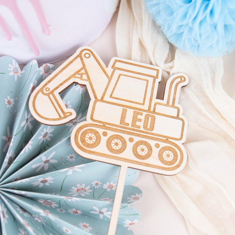 Personalized Cake Topper Excavator, Cake Topper Construction Site, Cake ...