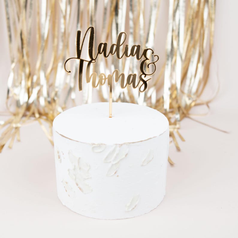 Cake Topper Wedding Gold, Wedding Cake, Cake Topper With Desired Name ...