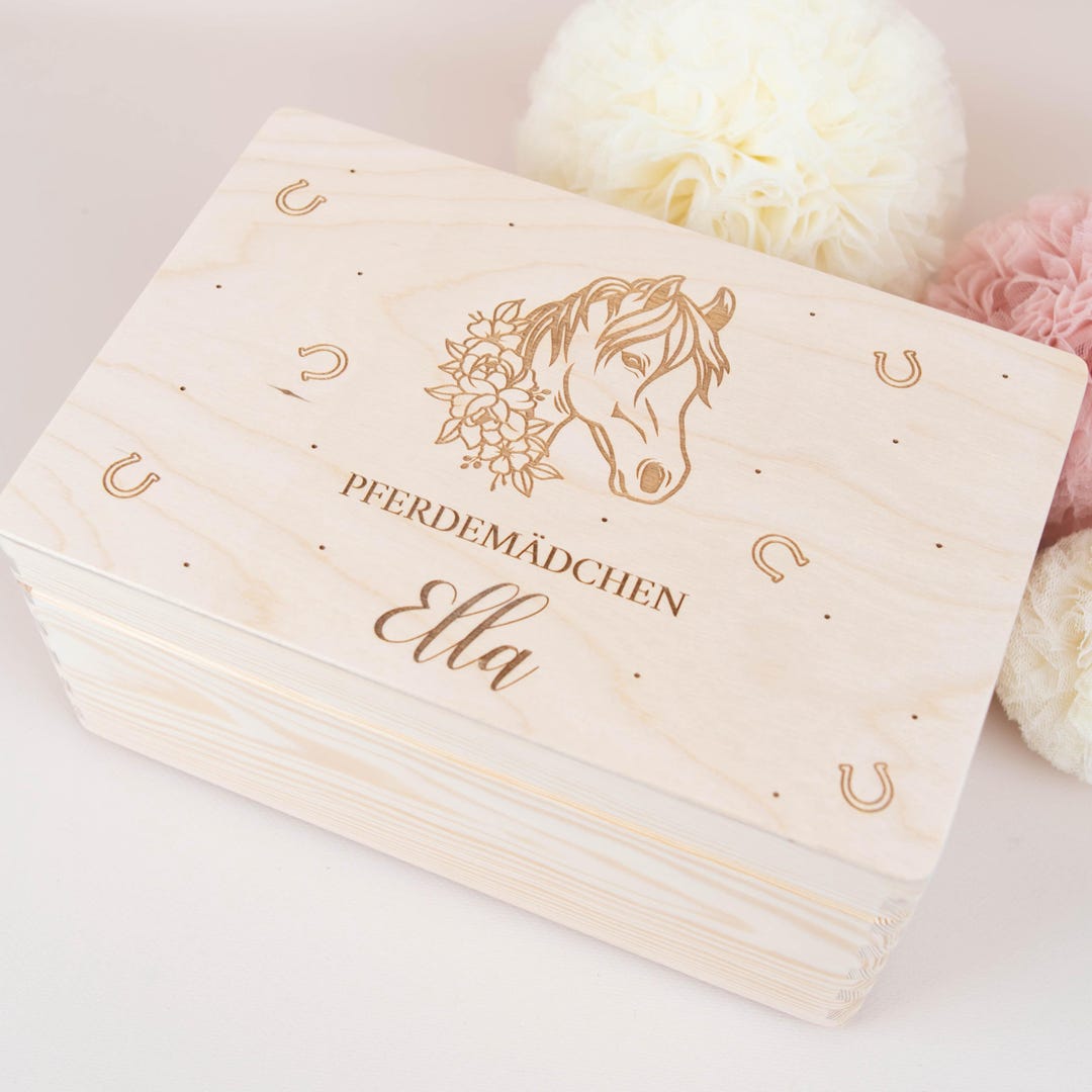 Horse Memory Box, Birth Gift With Name, Baby Memory Box, Christening ...