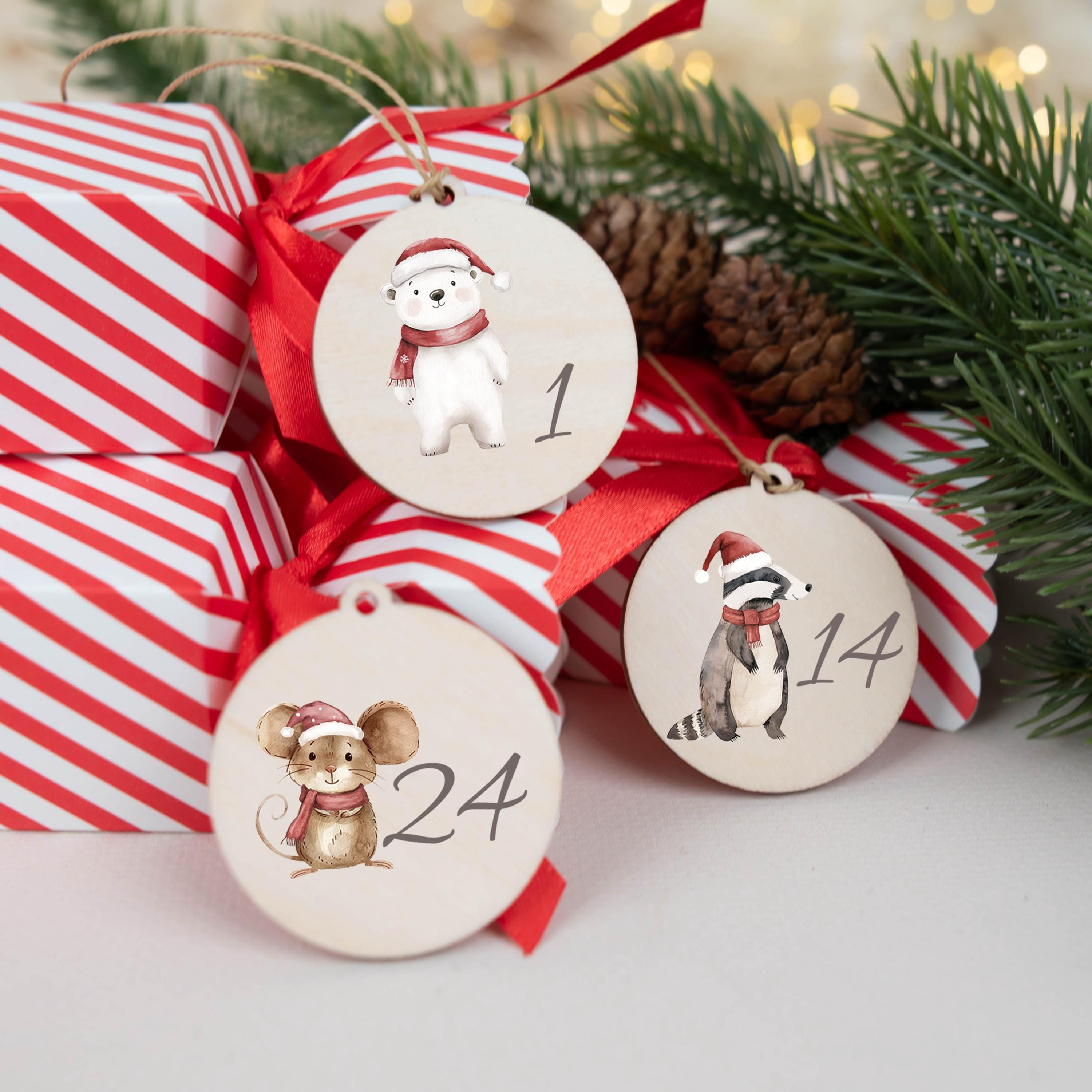 Numbers for Advent Calendar Animal Motif, Wooden Numbers 1-24, Advent ...