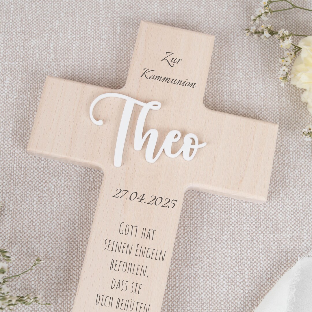 Personalized Wooden Cross With Name, Cross Communion Acrylic Name ...