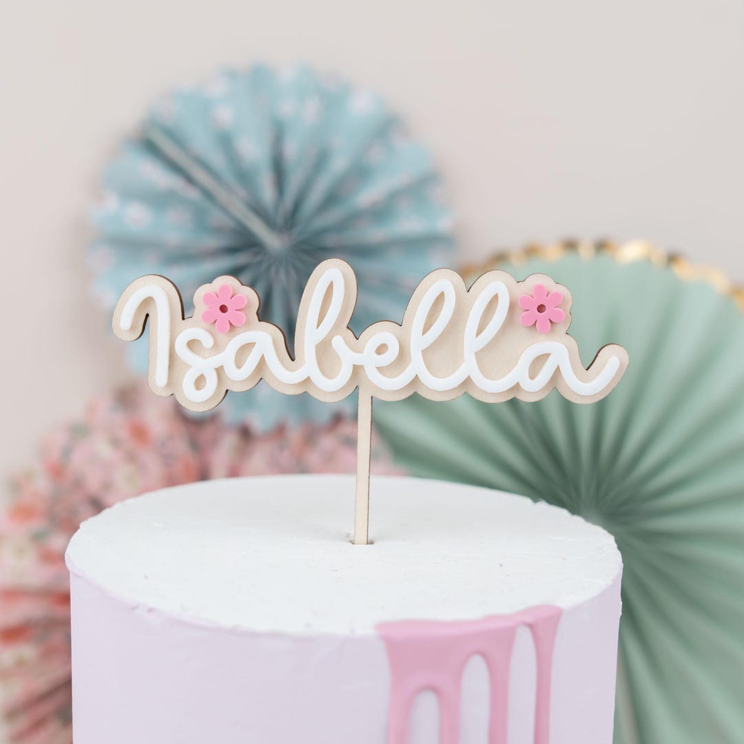Cake Topper With Name, Personalized Cake Topper Birthday Baptism, Cake ...