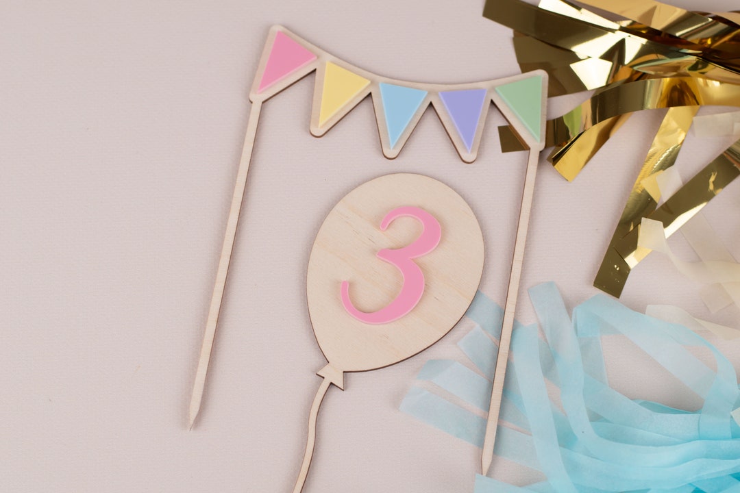 Cake Topper Balloon With Number + Pennant Chain, Cake Topper, Cake ...