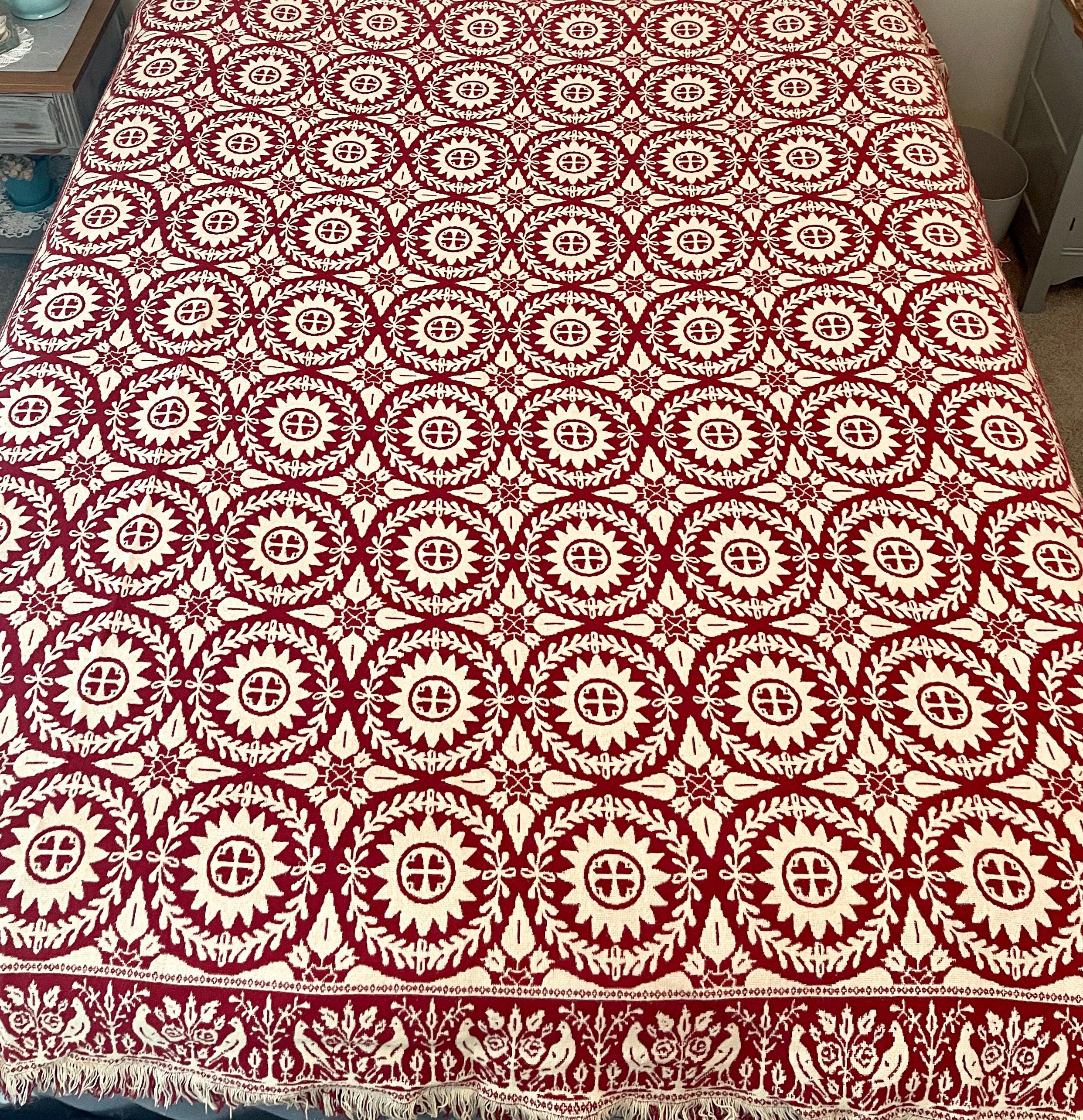Reproduction Williamsburg, Jacquard Reversible Coverlet, Full Size ...
