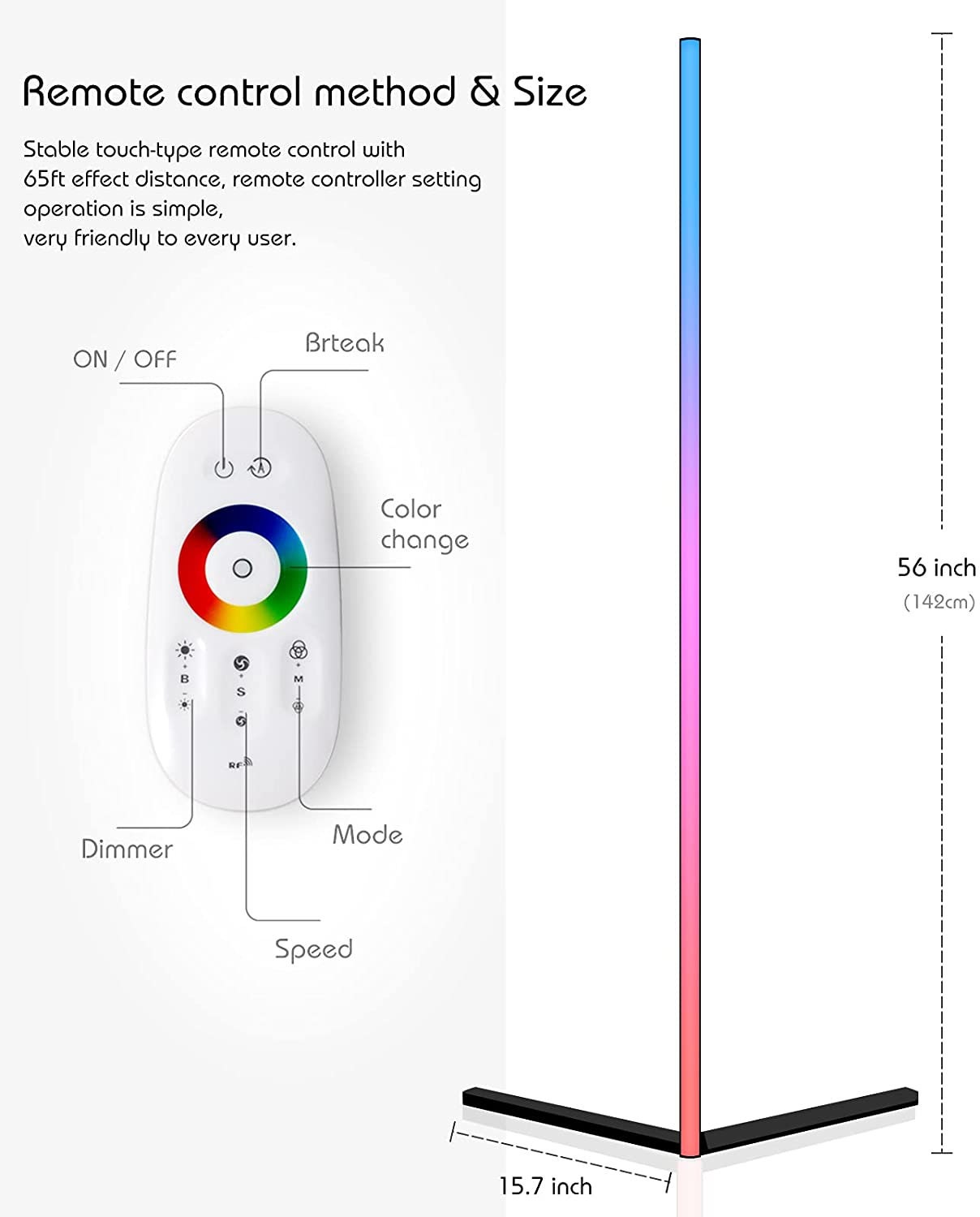 Modern Corner Color Changing Floor Lamp Simple LED Rod Floor Lamps ...