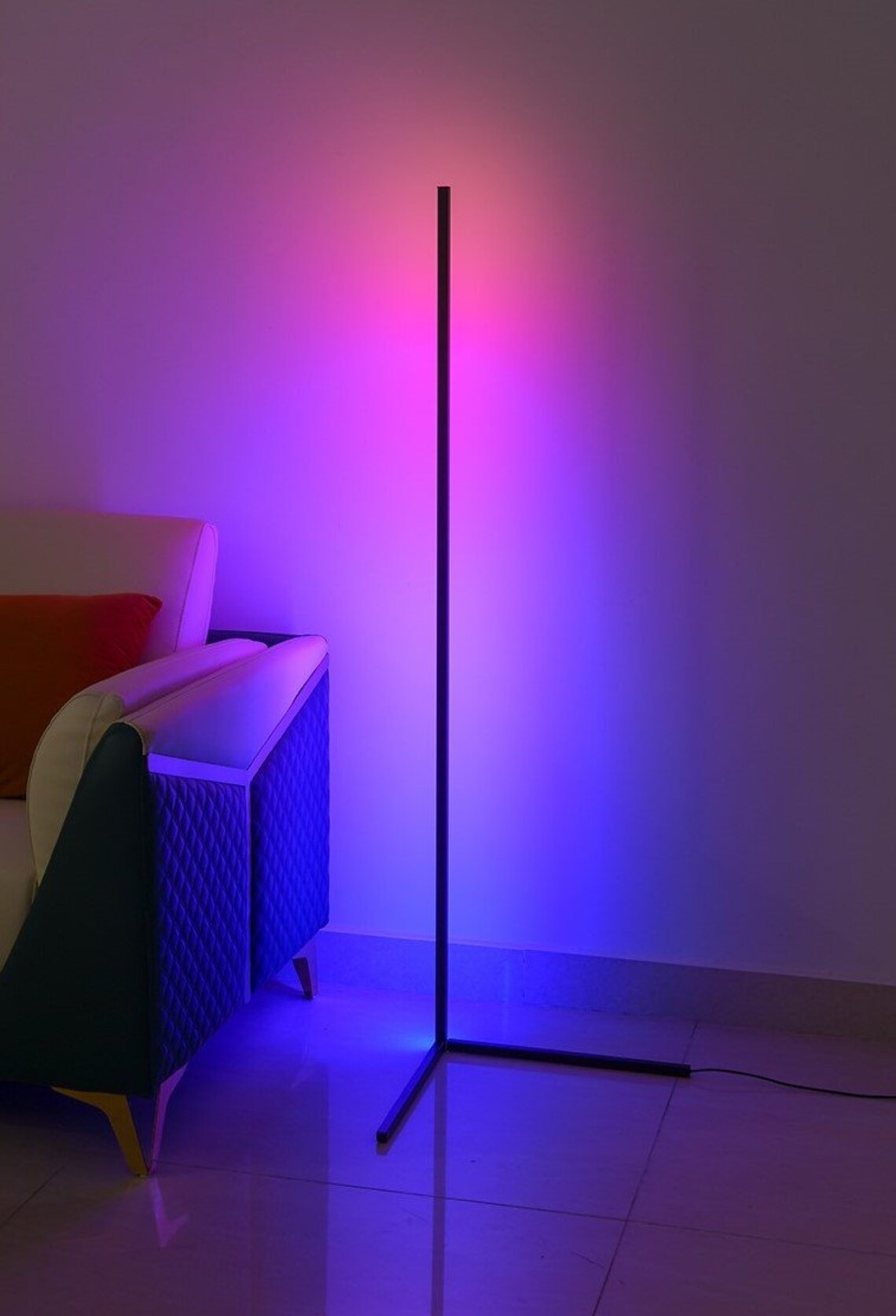 Modern Corner Color Changing Floor Lamp Simple LED Rod Floor Lamps ...