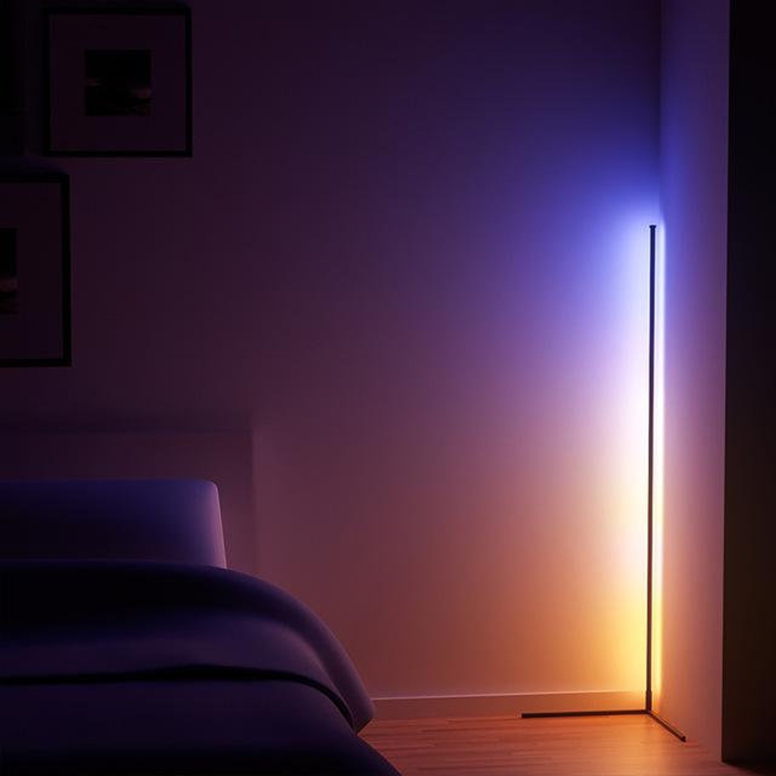 Modern Corner Color Changing Floor Lamp Simple LED Rod Floor Lamps ...