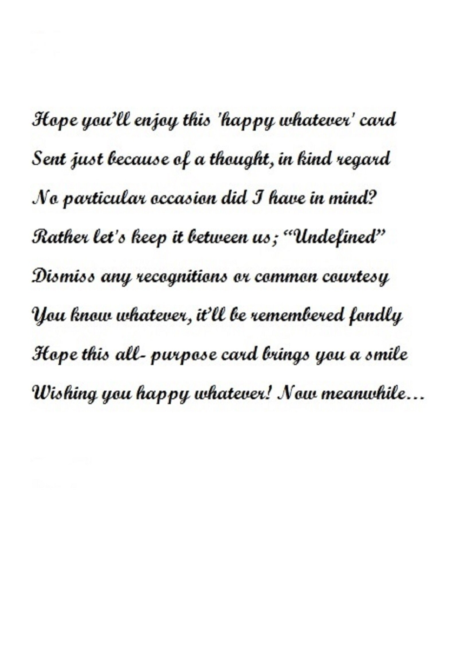 No Occasion Greeting Card Whatever Poems Rhyme Island Poetry - Etsy