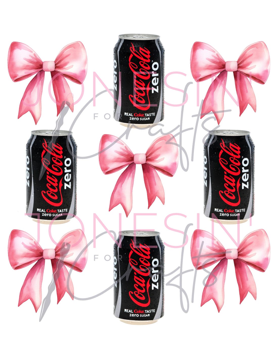 Coke Zero INSPIRED Bows PNG: Coquette Pink Sublimation Design (digital ...
