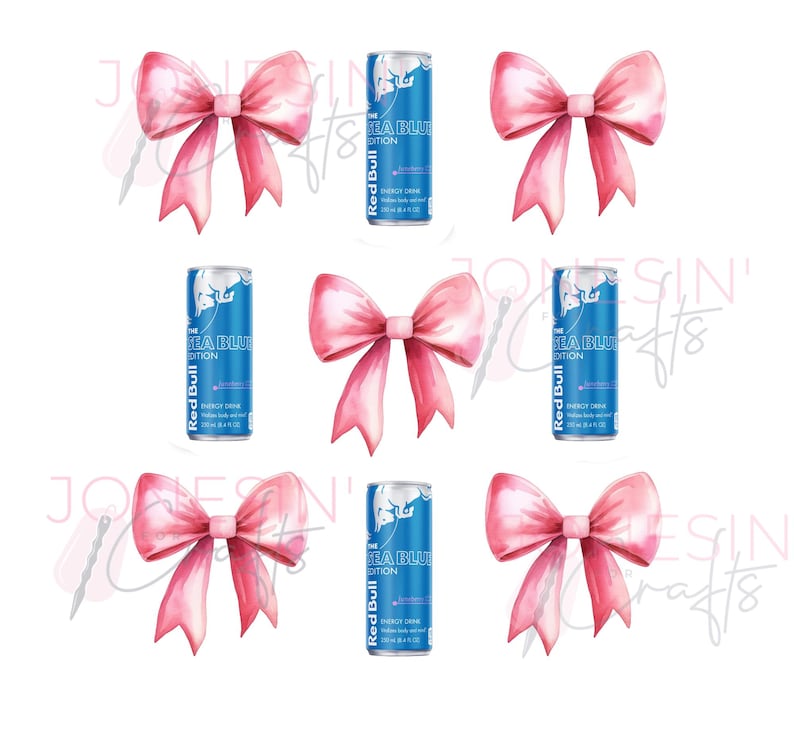 Cute Bows Energy Drink PNG for Sublimation / DTF Coquette Pink ...