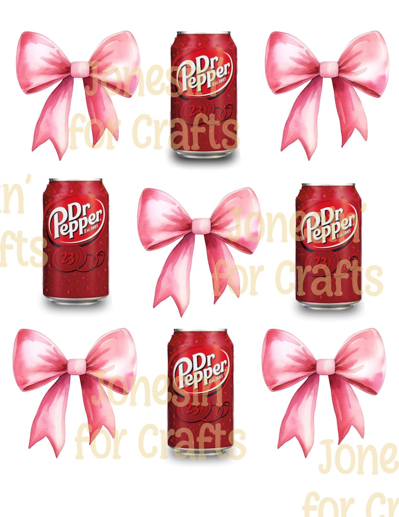 Cute Bows Dr. Pepper PNG for Sublimation / DTF Coquette Pink / Digital File - Etsy
