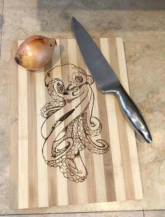 Wall Décor Wall Hangings Home & Living Pyrography octopus on bamboo ...