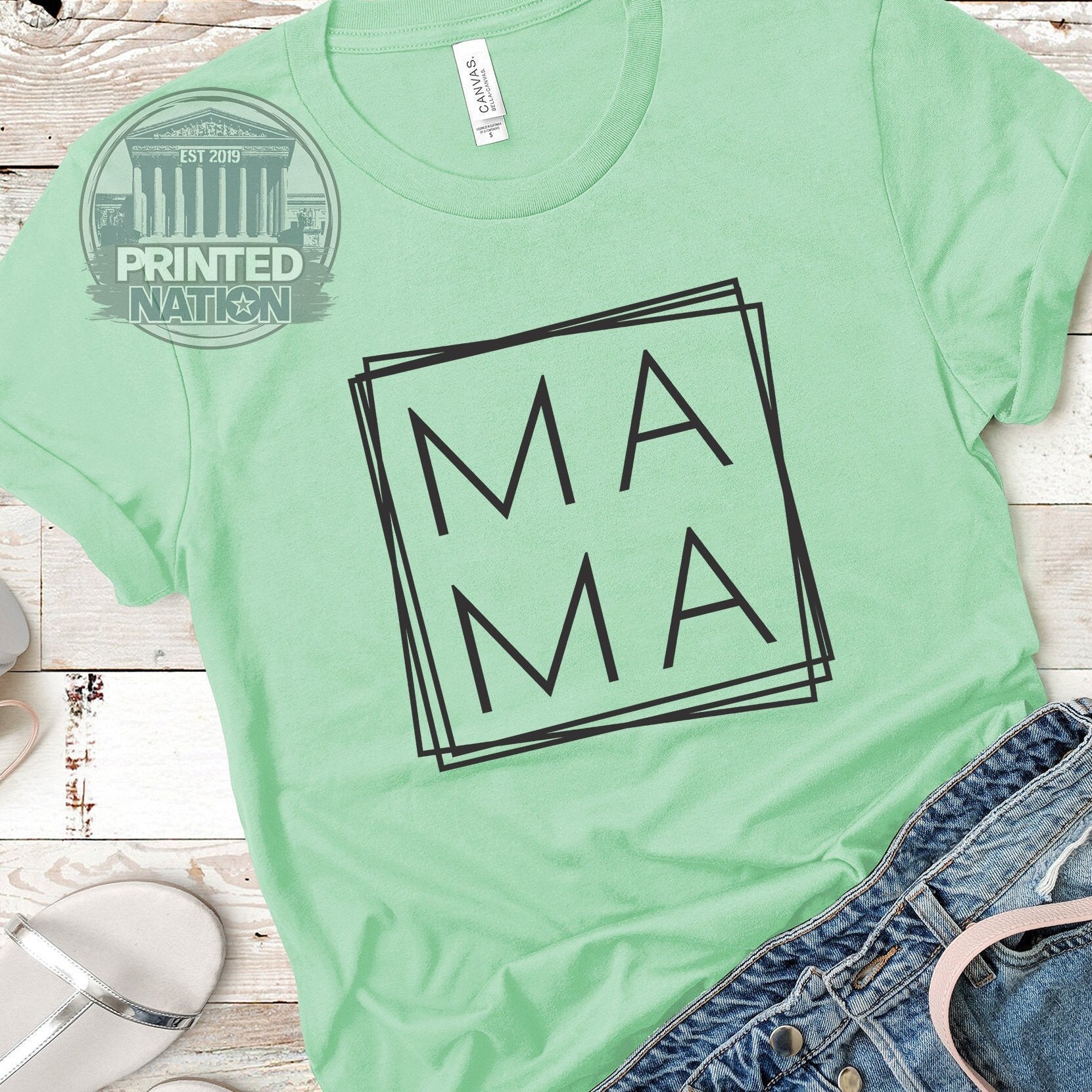 Mama Square Block Tee, Beautiful Graphic Women's Shirt is Cute and ...