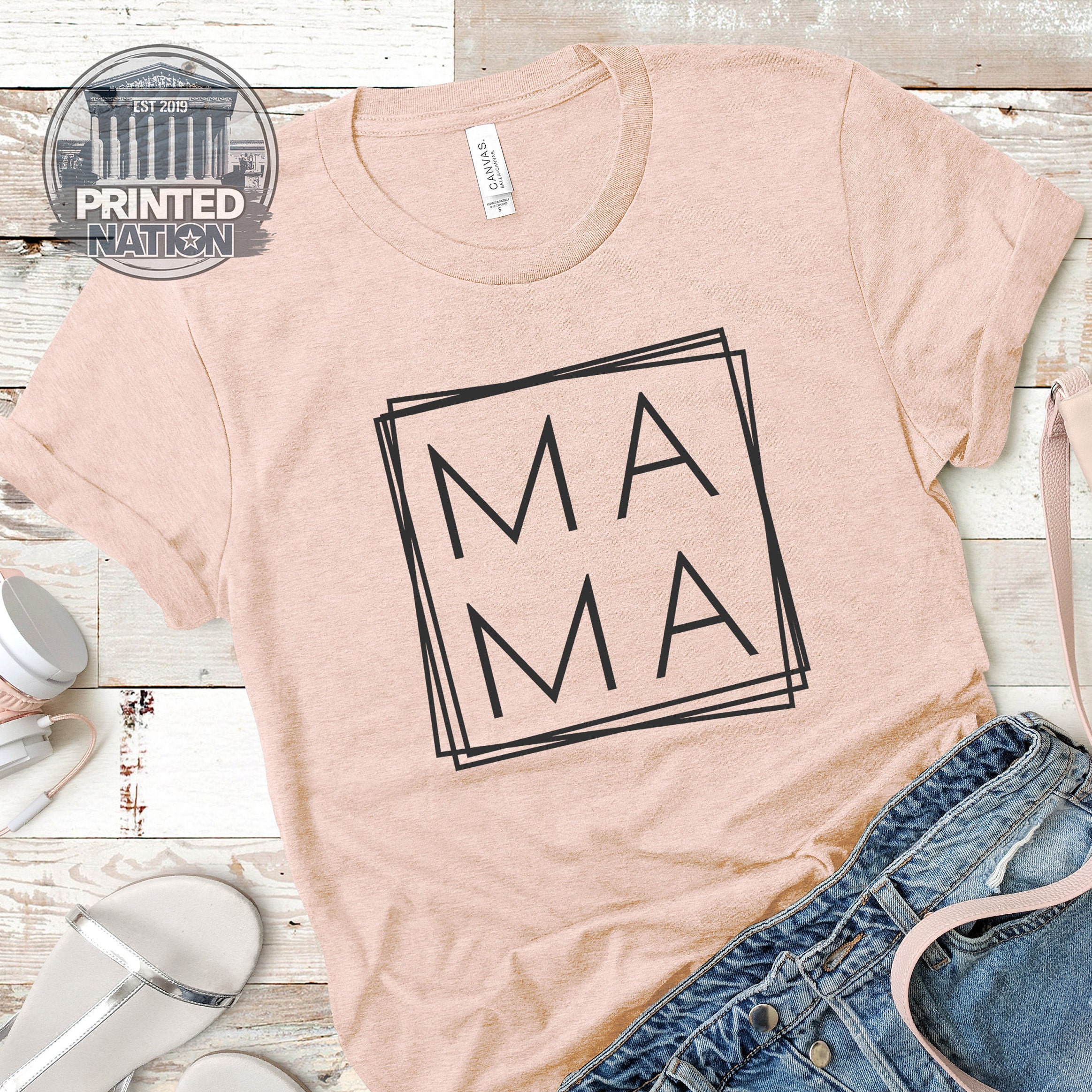 Mama Square Block Tee, Beautiful Graphic Women's Shirt is Cute and ...