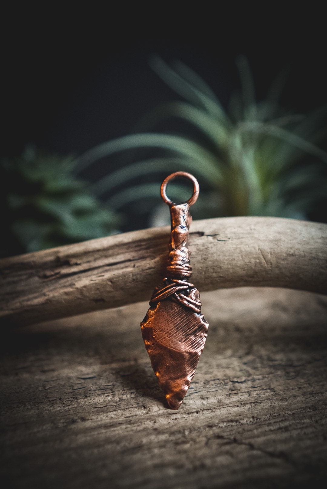 Small Spearhead Pendant With Enclosed Agate Stone - Copper ...