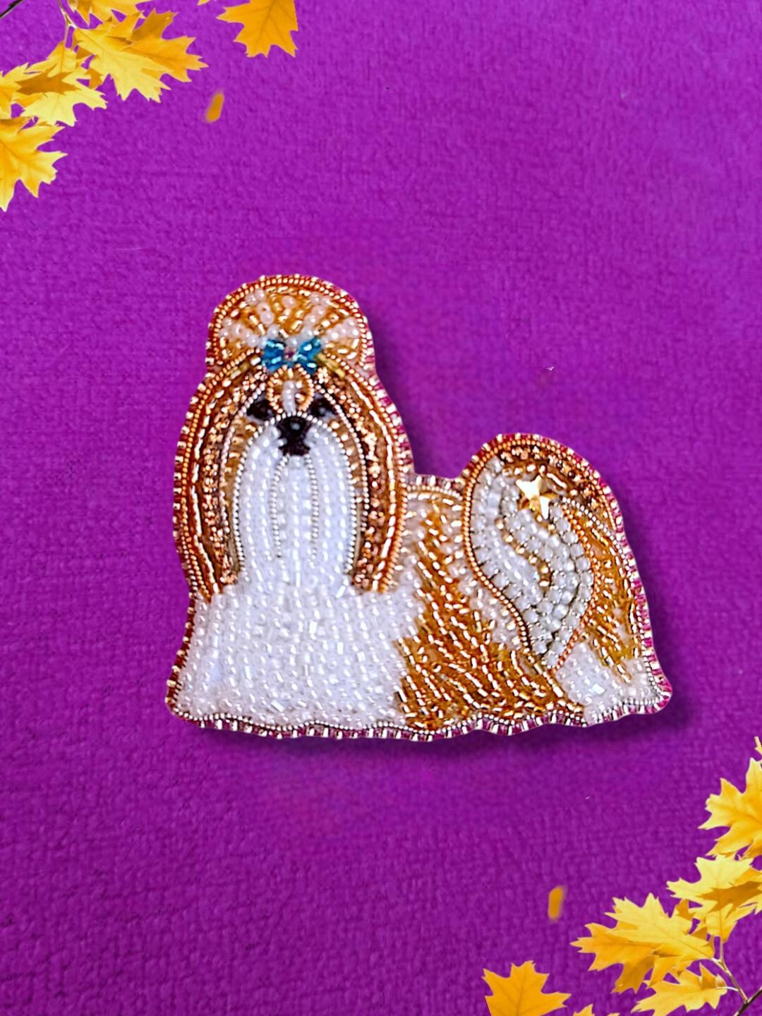 Shih Tzu/ Brooch Shih-tzu /shih Tzu Items/shih Tzu Gold White/ Number ...