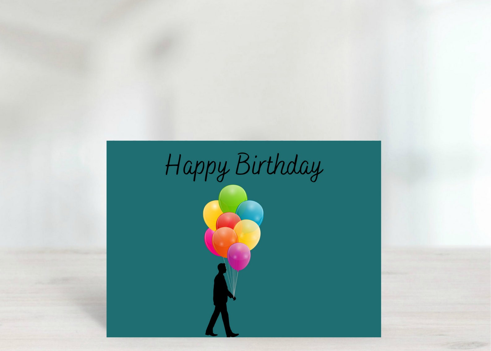 Happy Birthday Card Man With Balloons Birthday Card Digital Editable ...