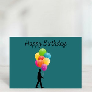 Happy Birthday Card Man With Balloons Birthday Card Digital Editable ...