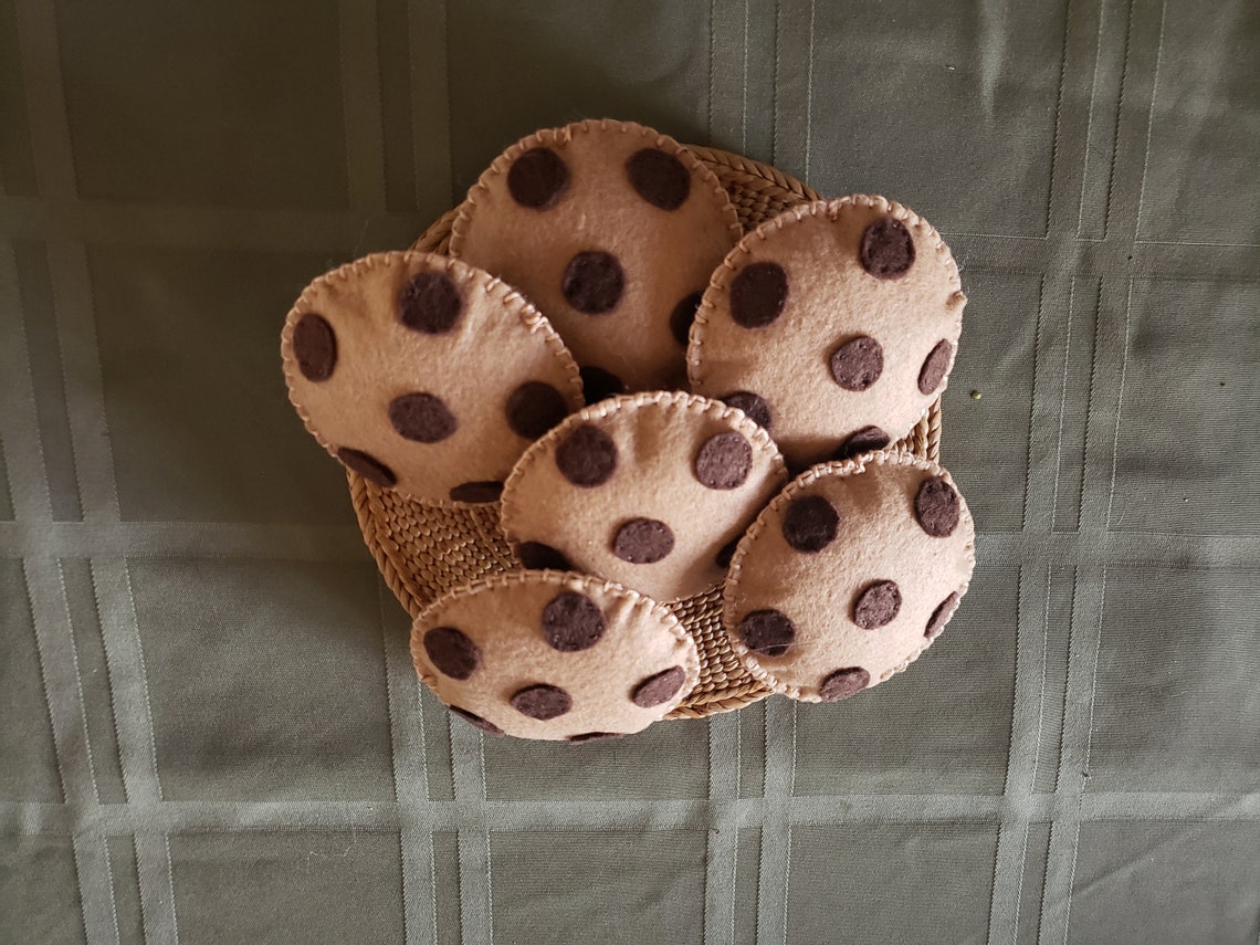 Felt Chocolate Chip Cookies | Felt Play Food | Toy Cookies for a Kid ...