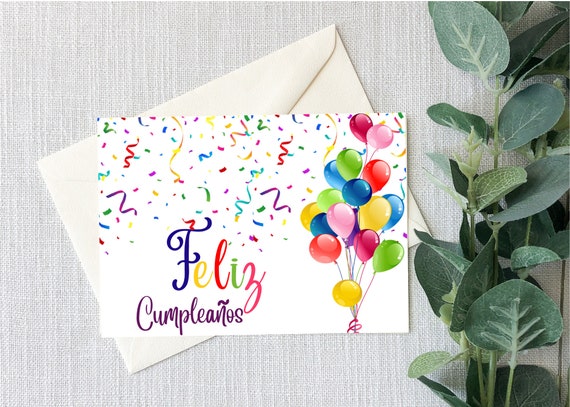 Feliz Cumpleanos Birthday Card Happy Birthday Spanish - Etsy