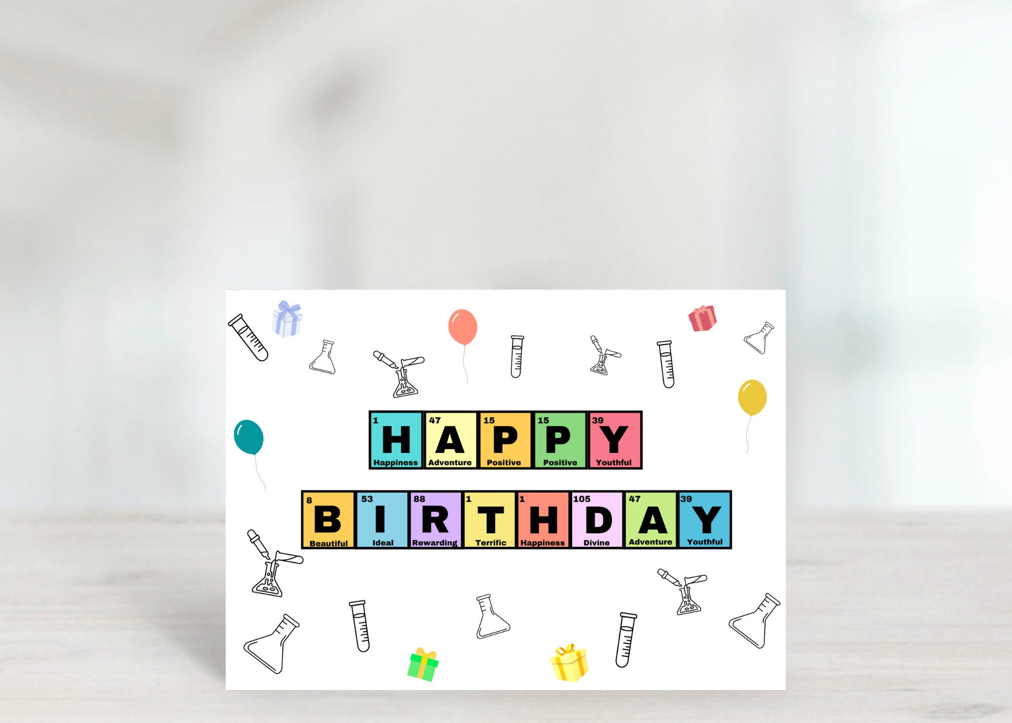 Periodic Table of Elements Birthday Card Science Themed - Etsy Canada