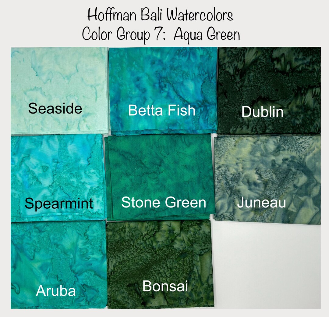 AQUA GREEN Color Group, Bali Watercolors by Hoffman, Dyed, Batik, Style ...