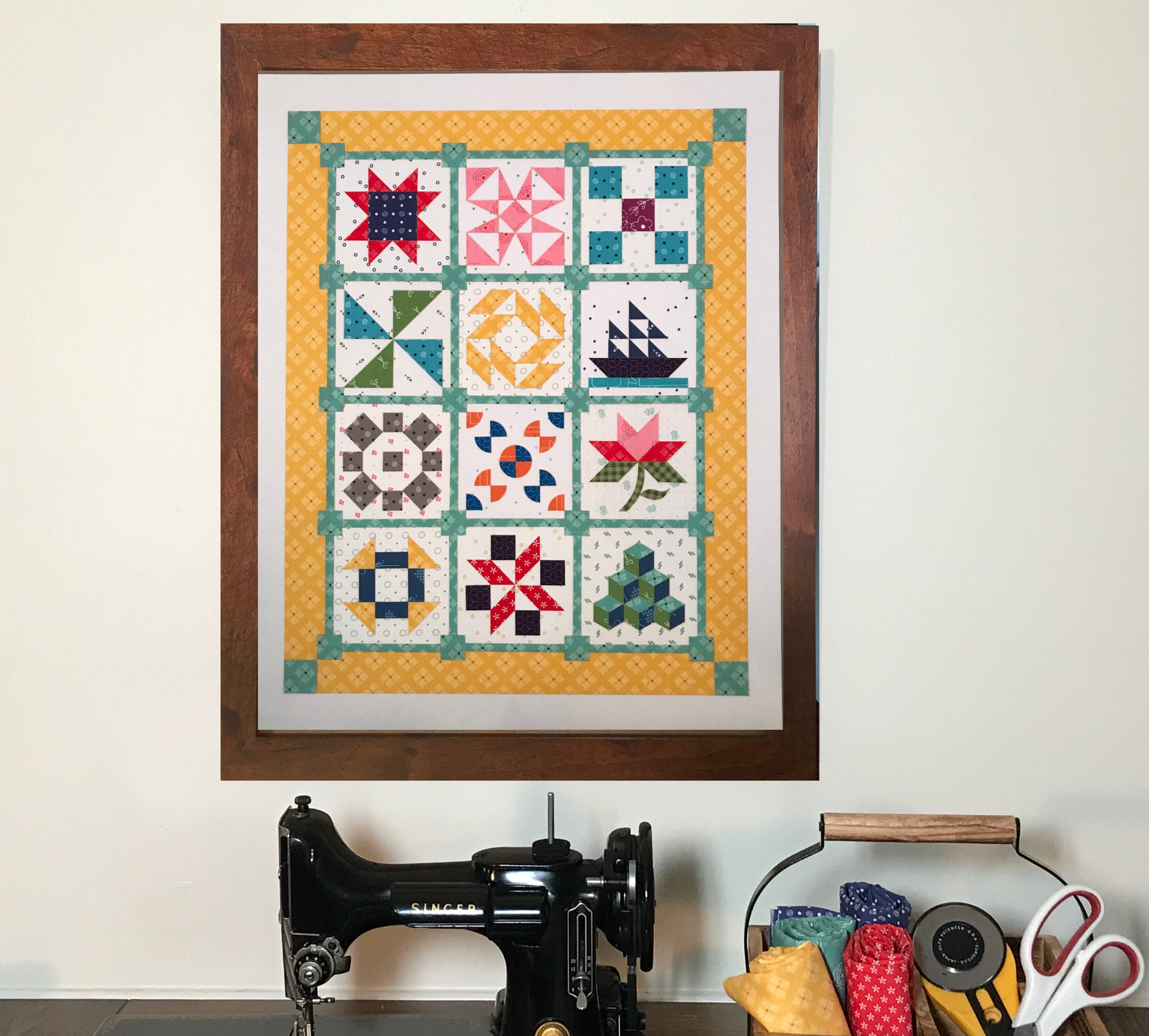 Miniature Quilt Art, Wallhanging, 12 Block Sampler Quilt, Gift for ...