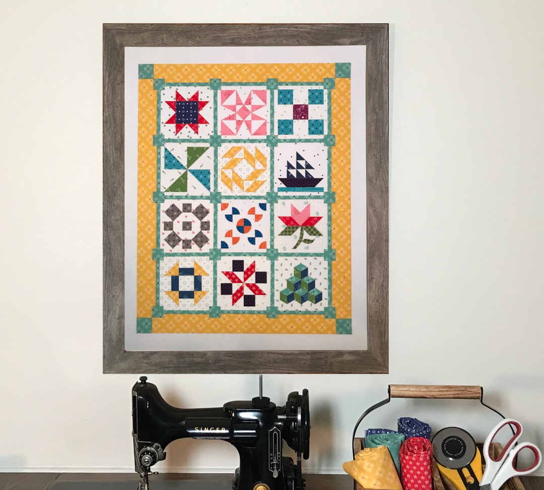 Miniature Quilt Art, Wallhanging, 12 Block Sampler Quilt, Gift for ...