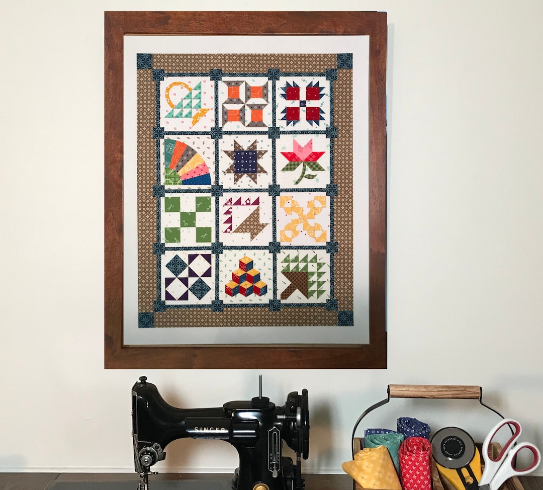 Miniature Quilt Art, Wallhanging, 12 Block Sampler Quilt, Gift for Mom ...